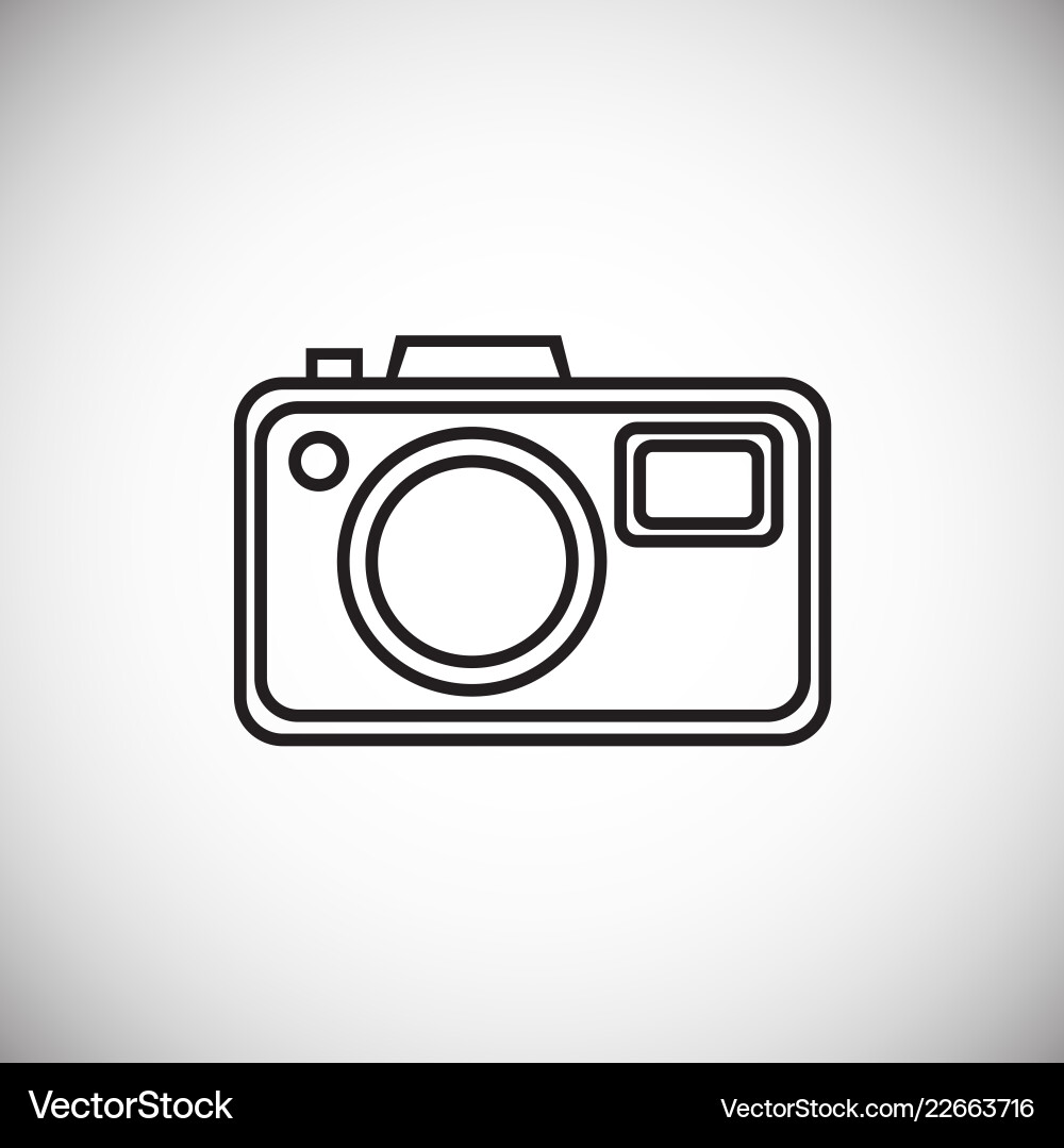 Tourist photo camera thin line on white background