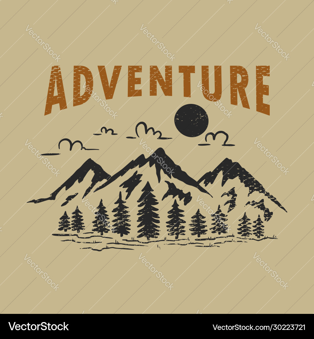 Adventure wild life vintage design with mountains Vector Image