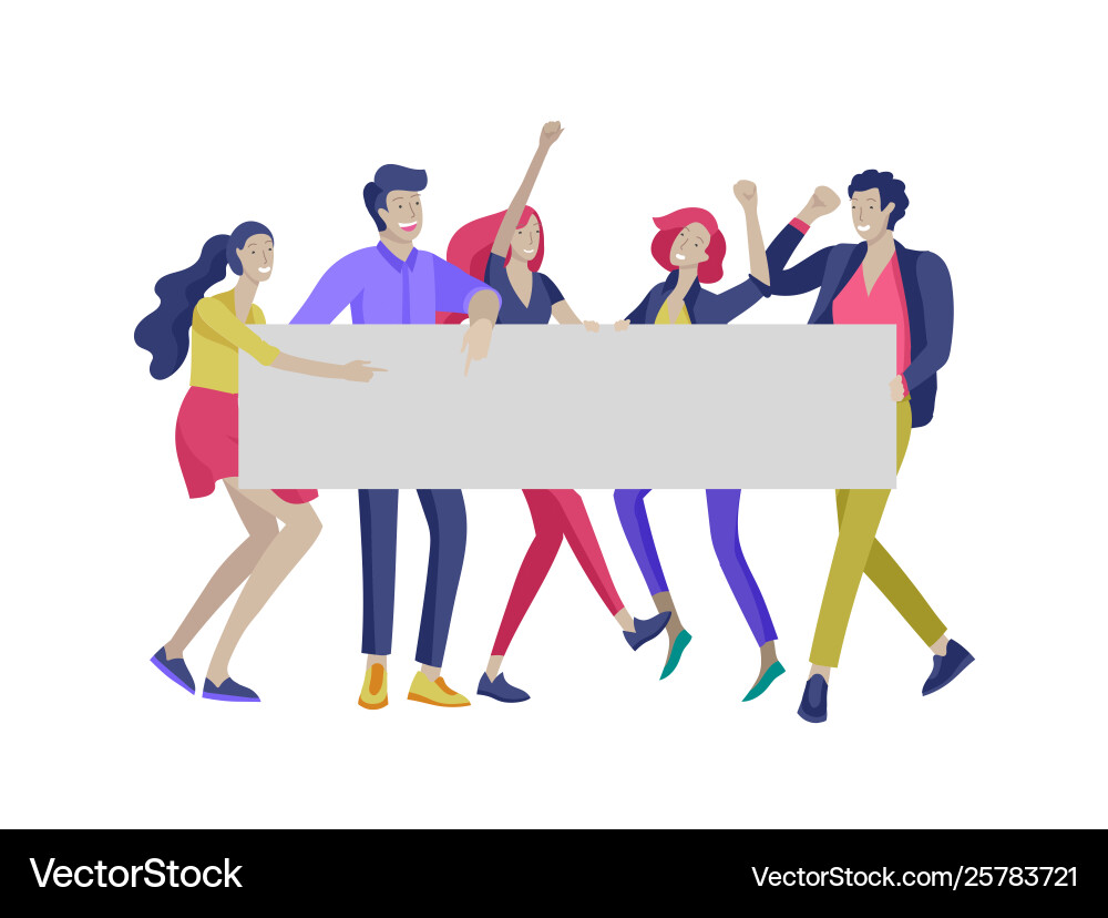 Business people moving dancing and holding blank Vector Image