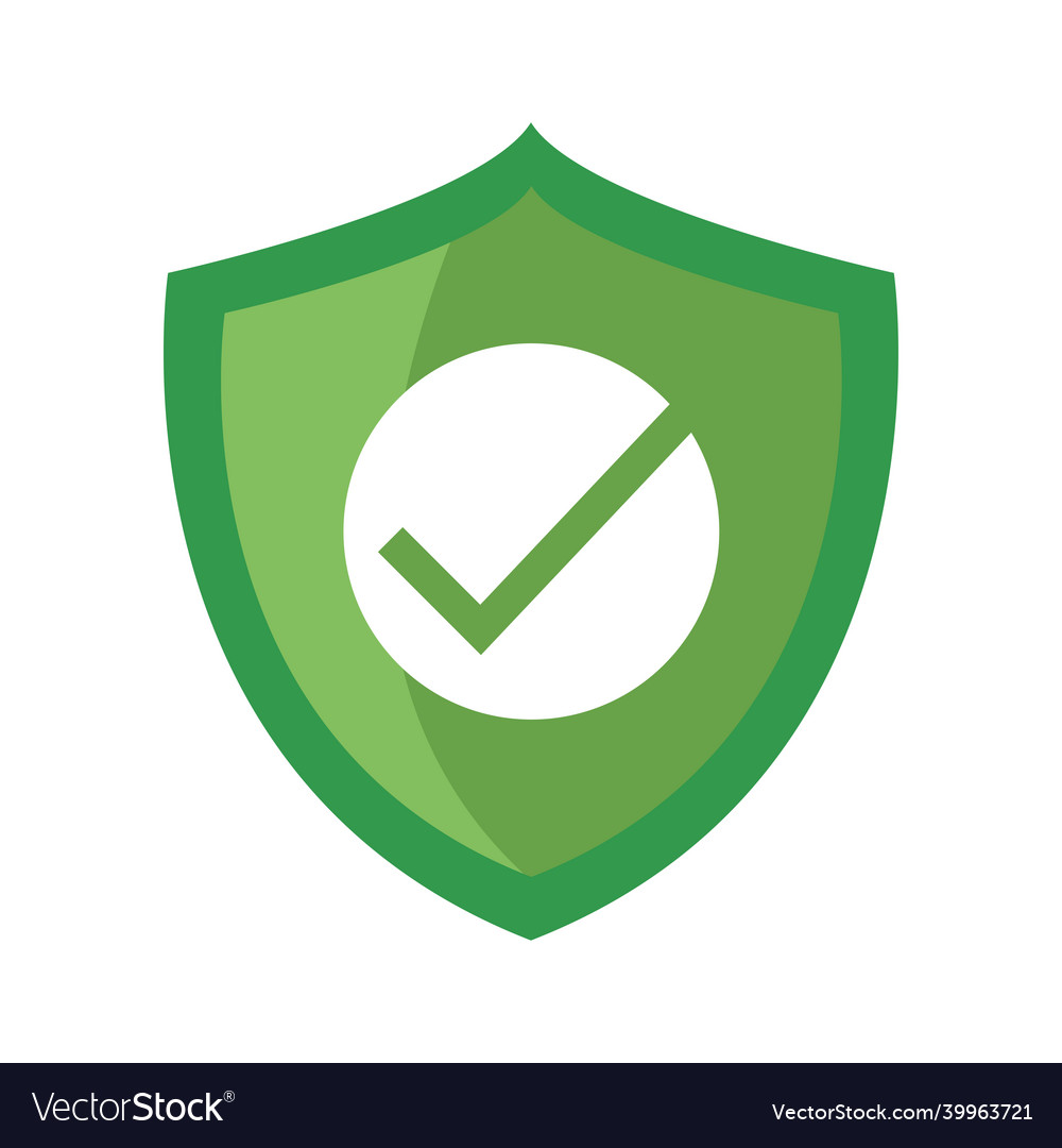 Check mark in shield Royalty Free Vector Image