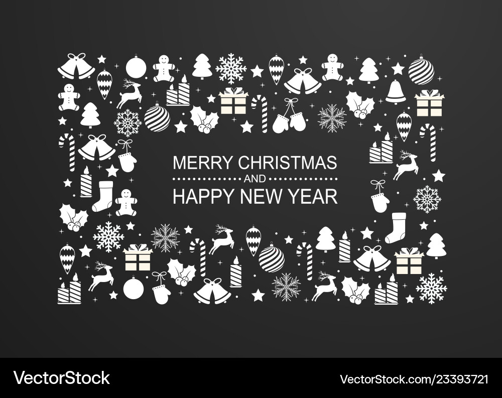 Christmas background with frame of white winter Vector Image