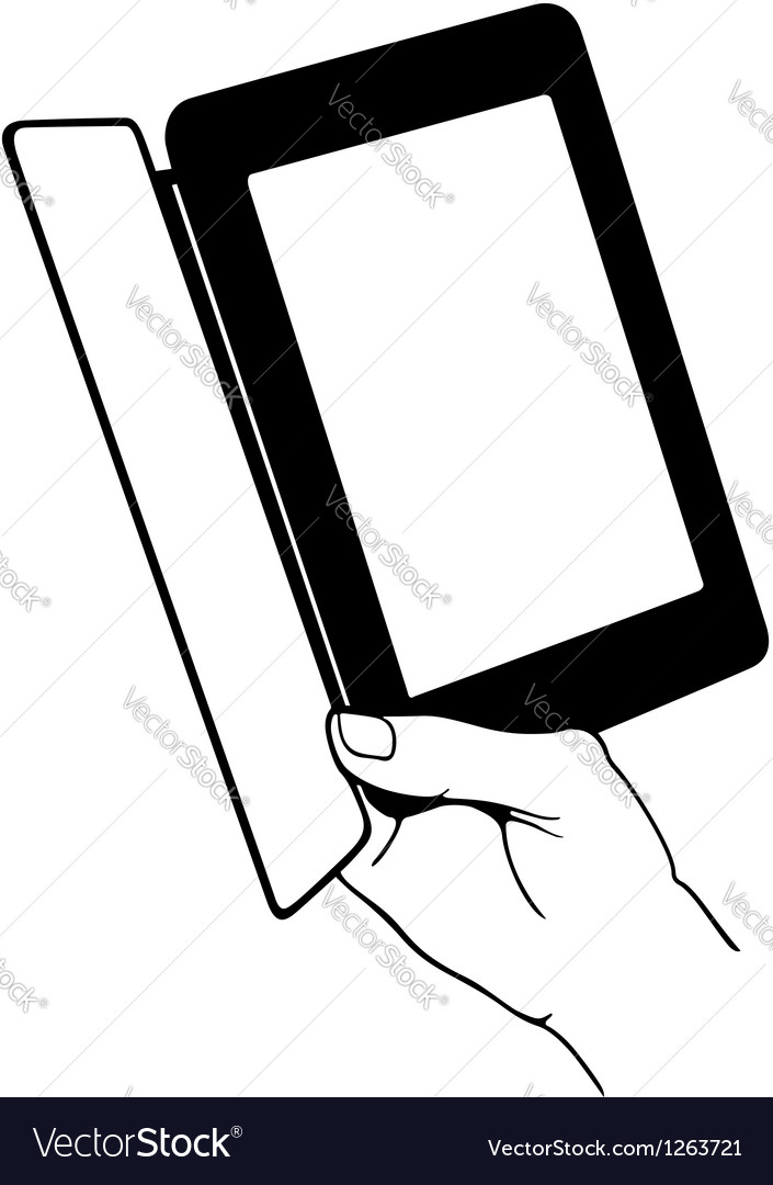 Hand holding e-book reader Royalty Free Vector Image
