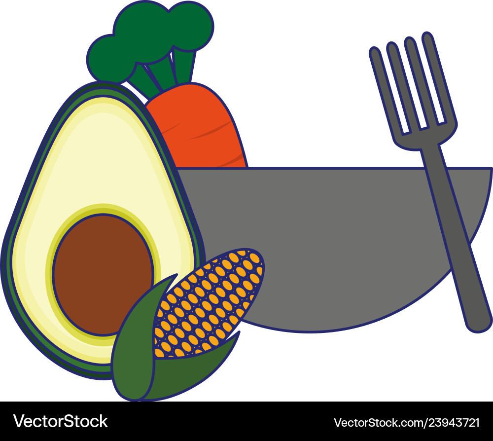 Healthy vegetables food blue lines Royalty Free Vector Image