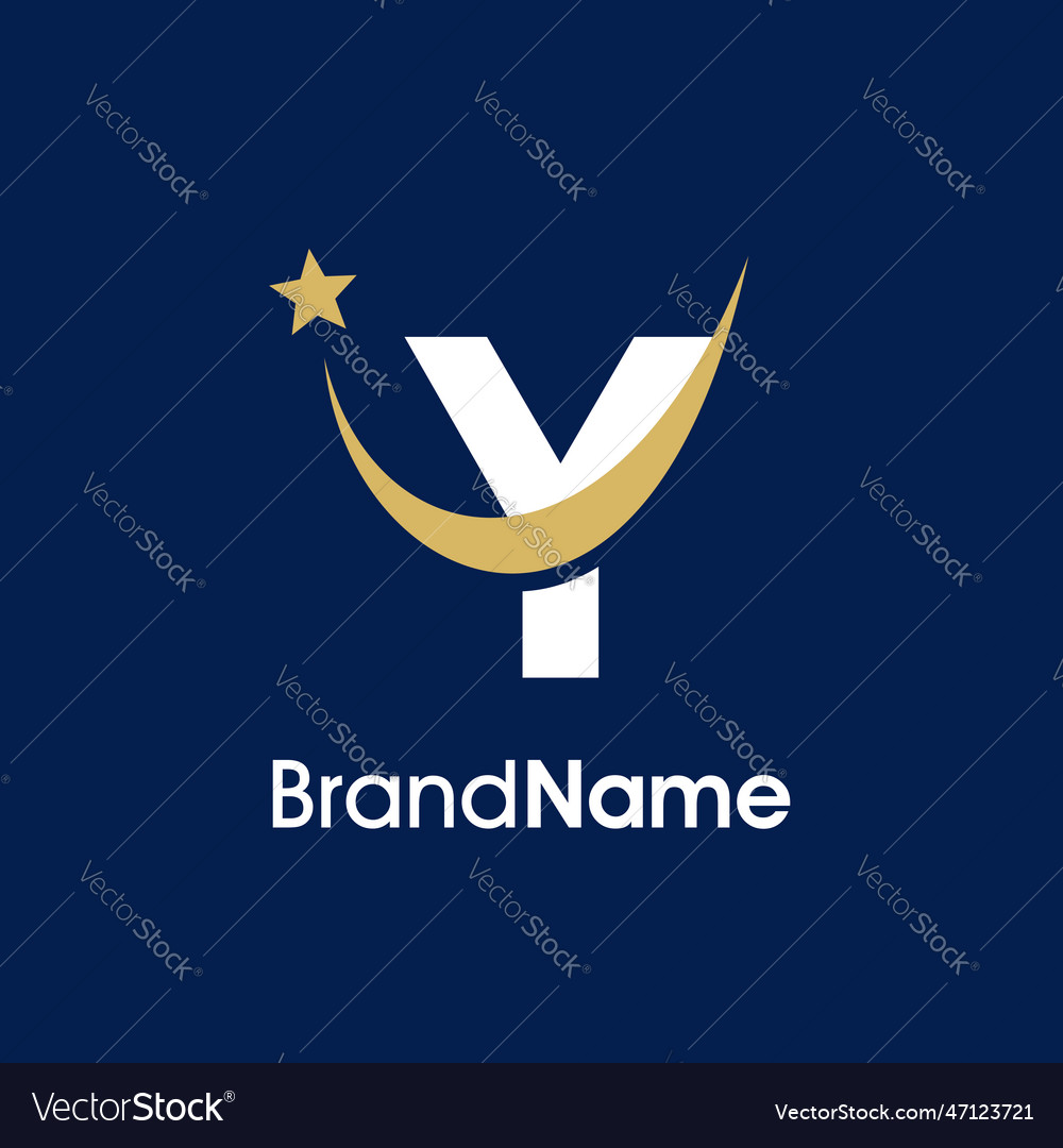 Initial y swooshing star logo Royalty Free Vector Image