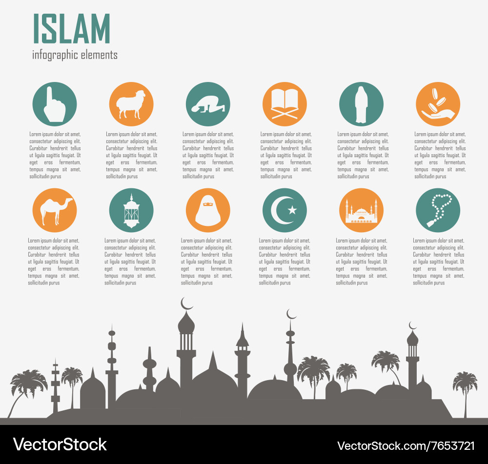 Islam infographic muslim culture Royalty Free Vector Image
