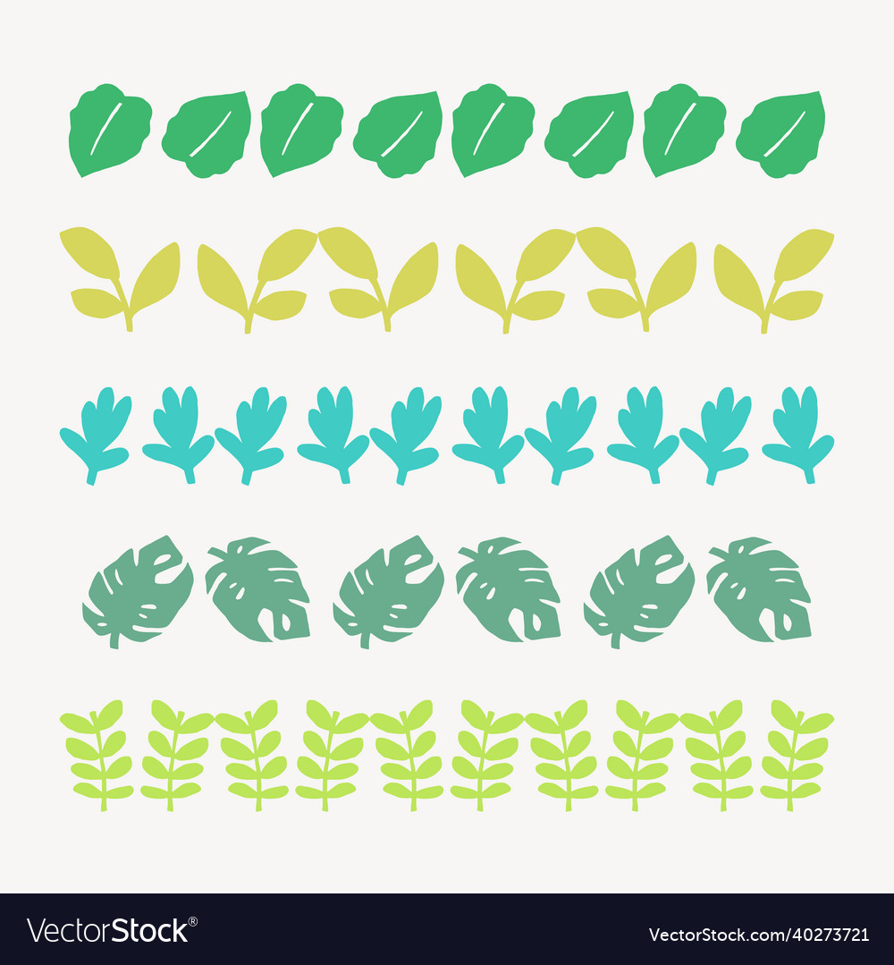 Leaf brush seamless pattern set Royalty Free Vector Image