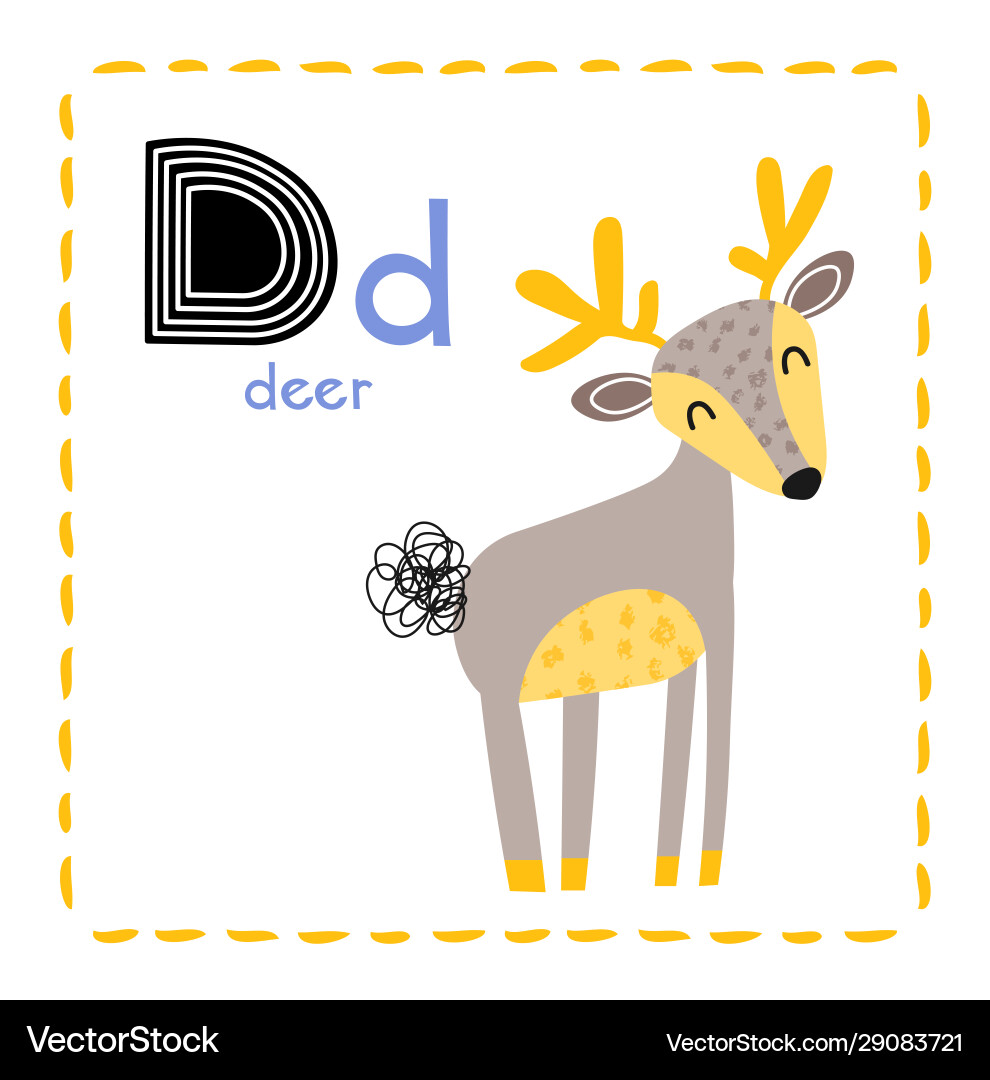 Letter d funny alphabet for young children Vector Image