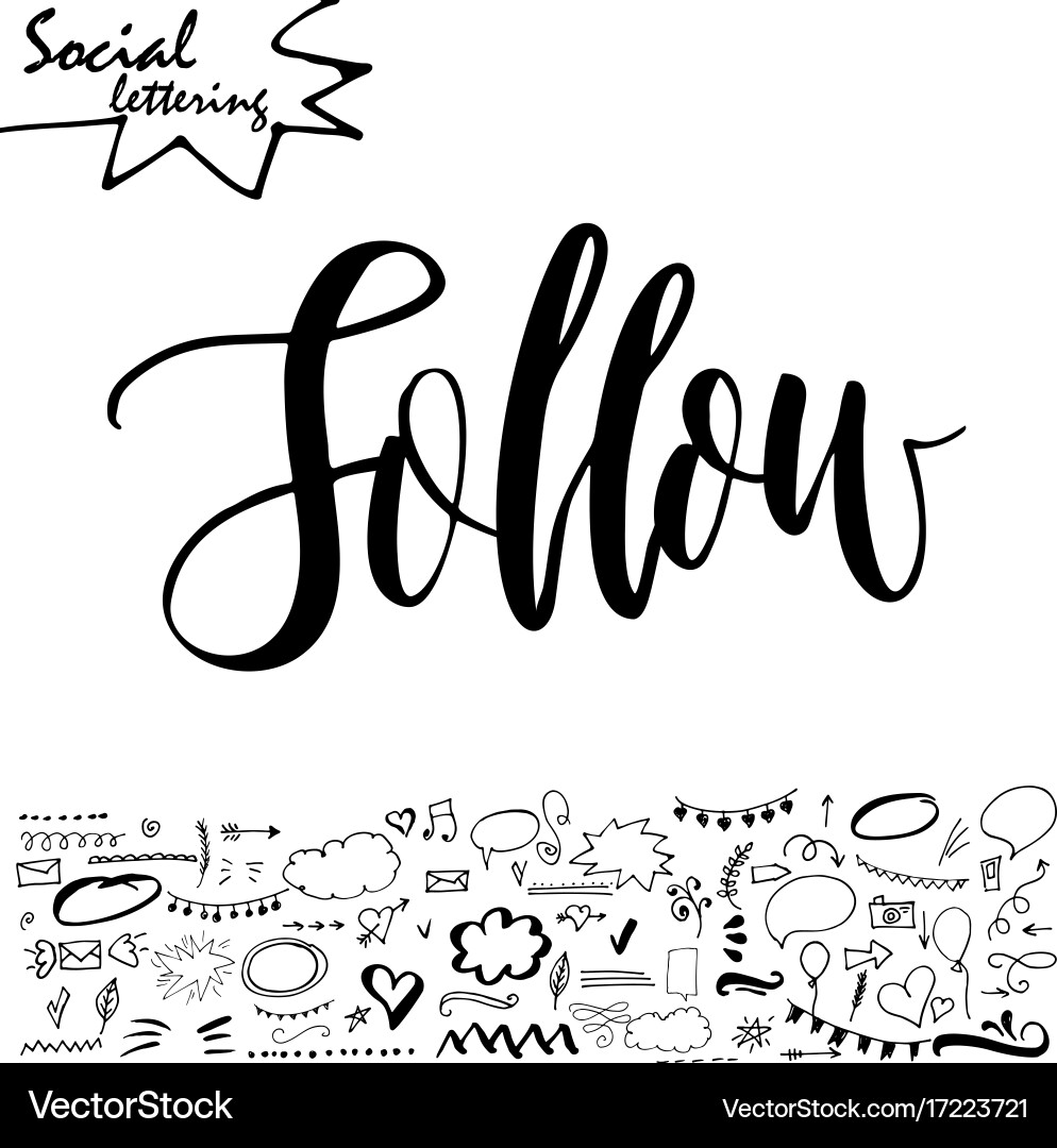 Lettering and symbols on social media element Vector Image