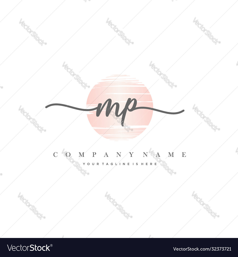 Mp initial handwriting logo Royalty Free Vector Image