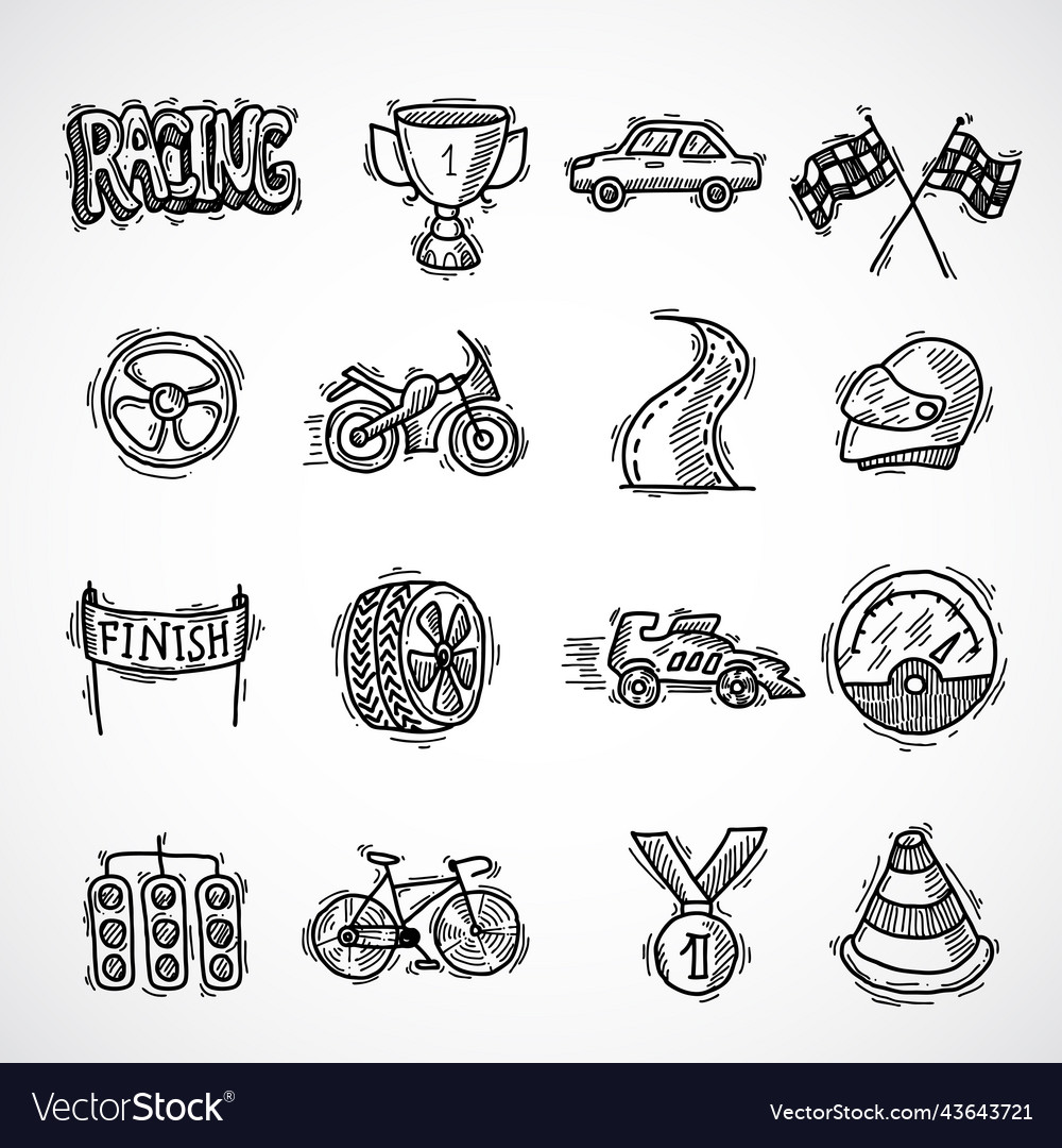 Racing icon set Royalty Free Vector Image - VectorStock
