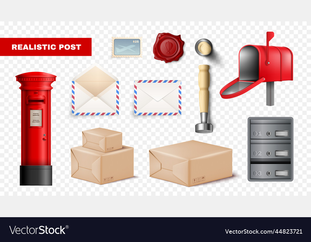 Realistic post transparent icon set Royalty Free Vector