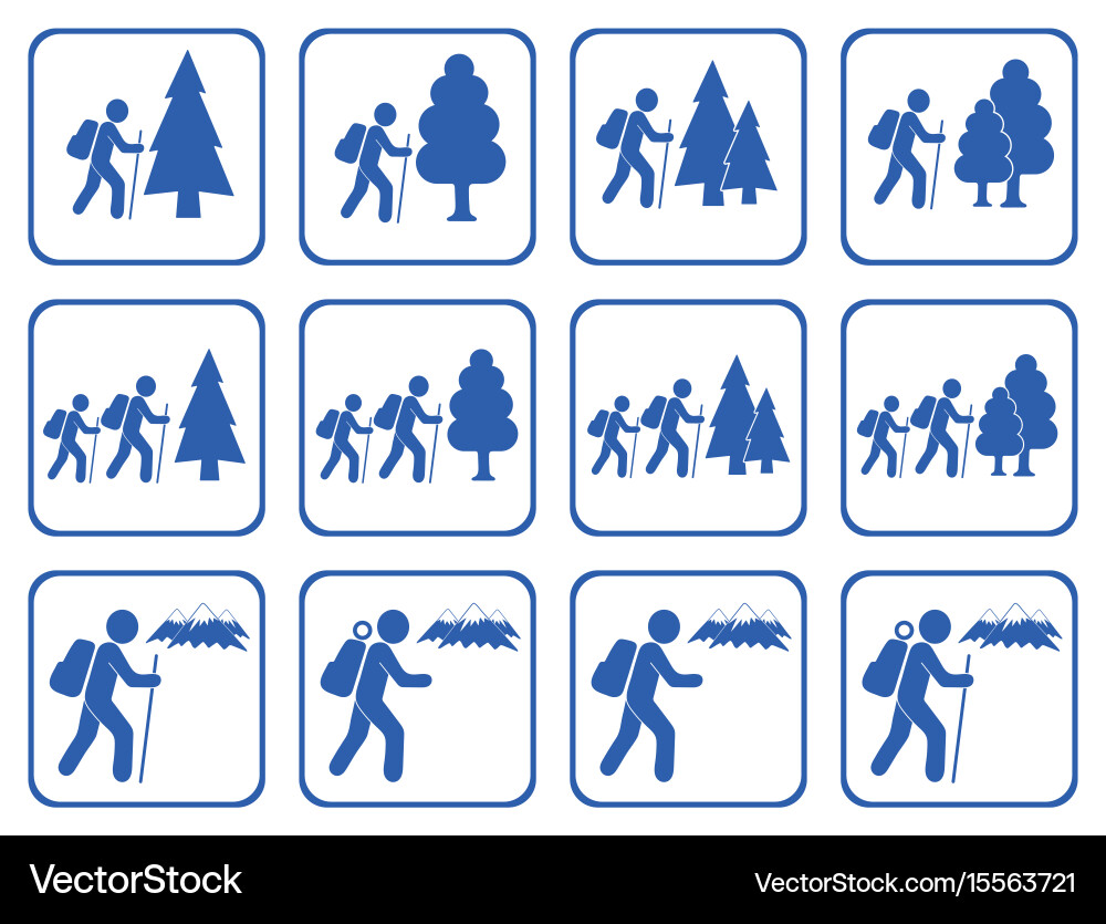 Set of hiking icon isolated Royalty Free Vector Image