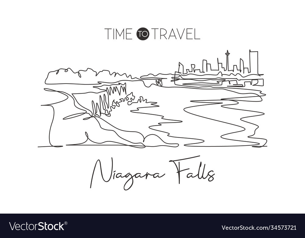Single continuous line drawing niagara falls Vector Image Single continuous line drawing niagara falls Vector Image