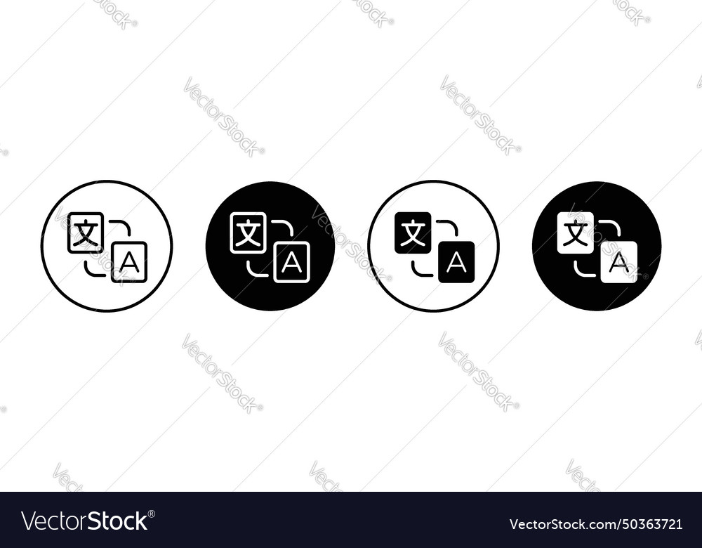 Translation icon set language global Royalty Free Vector