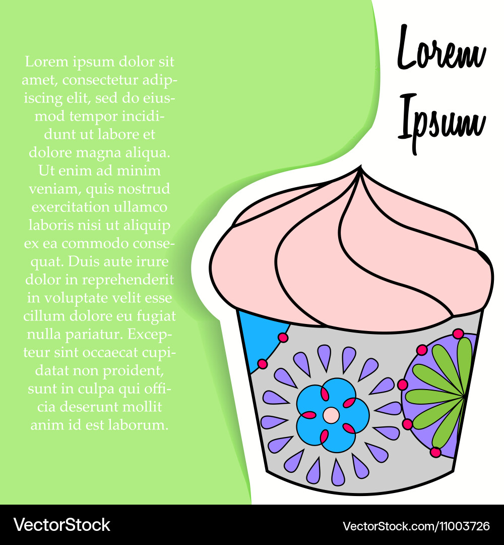 Background with cupcake on paper and place Vector Image