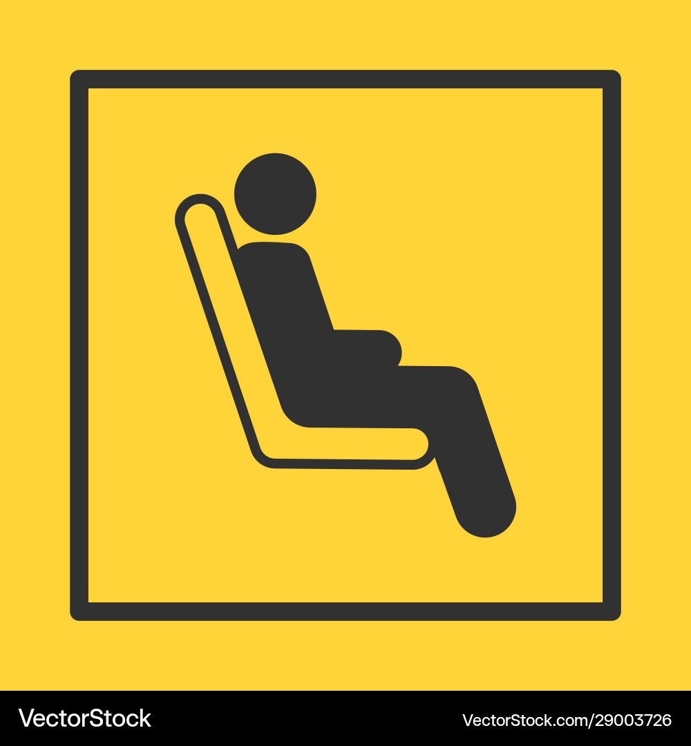 Bus or train plane seat yellow sticker Royalty Free Vector