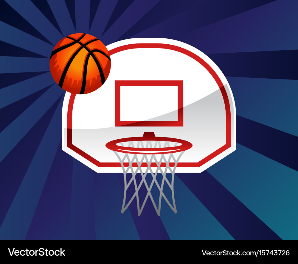 Cartoon basketball and net Royalty Free Vector Image