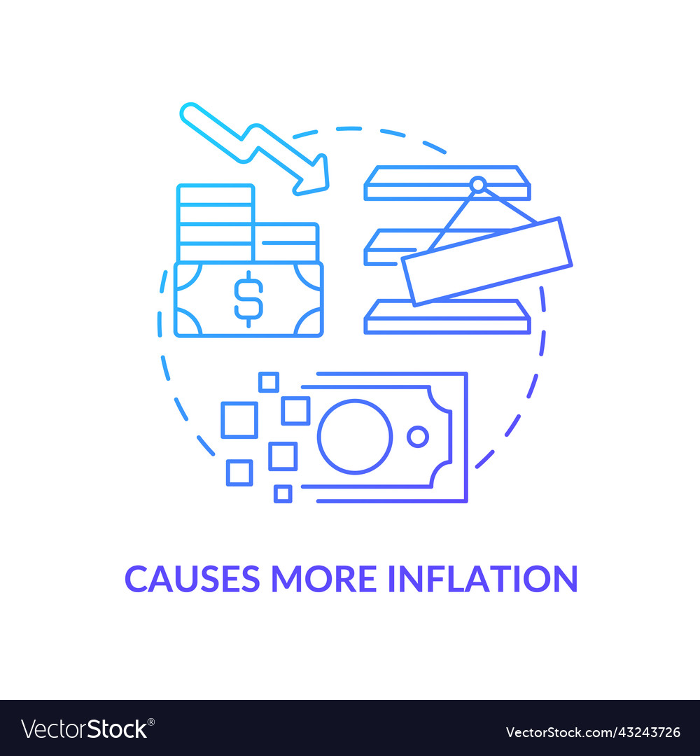 Causes more inflation blue gradient concept icon Vector Image