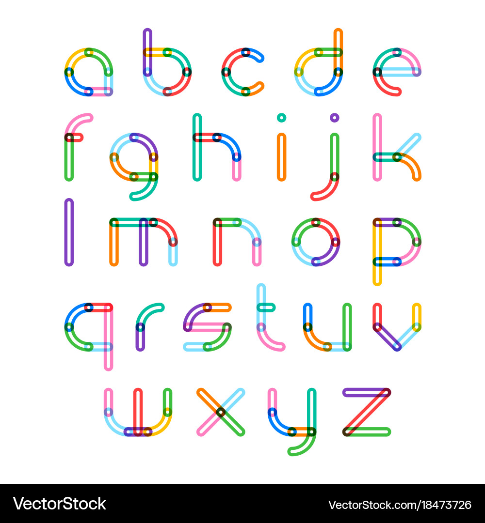 Colorful font alphabet letters Royalty Free Vector Image