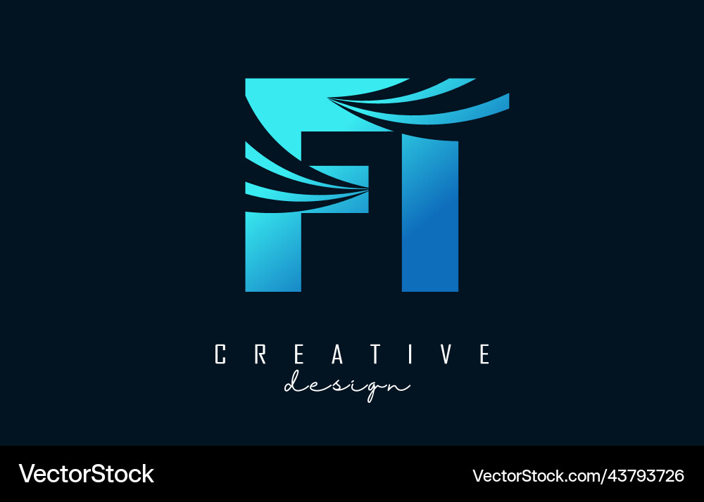 Creative blue letters ft f t logo with leading Vector Image