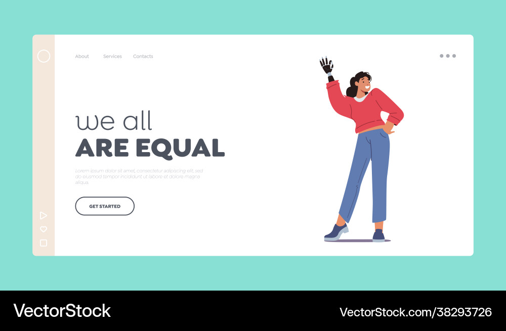 Disability landing page template disabled woman Vector Image