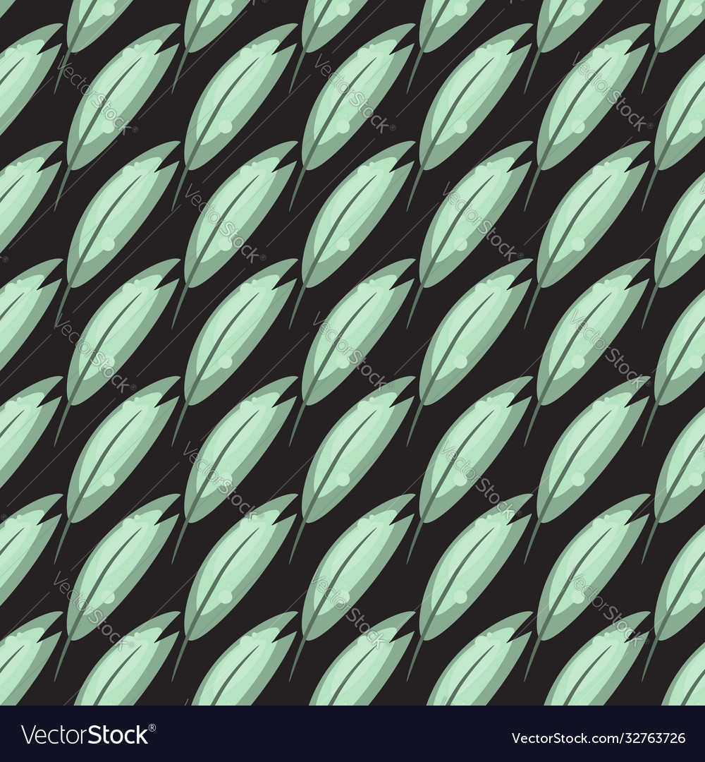 Feather pattern seamless pattern on black Vector Image