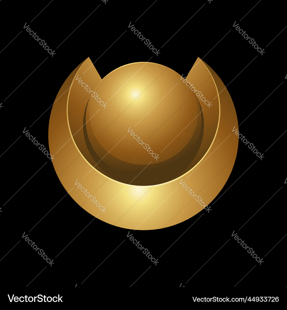 Golden shiny round abstract shape on a black Vector Image