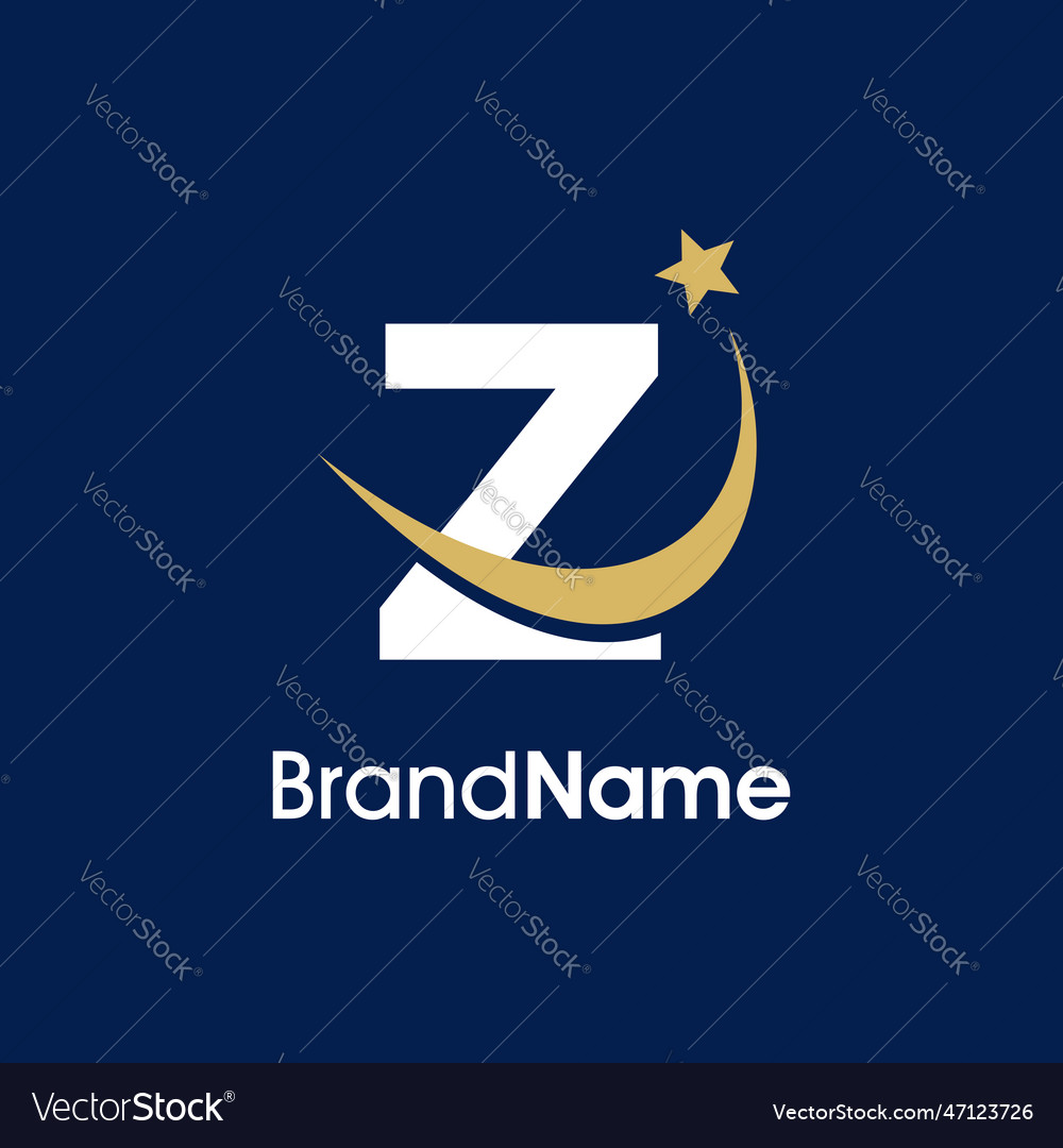 Initial z swooshing star logo Royalty Free Vector Image
