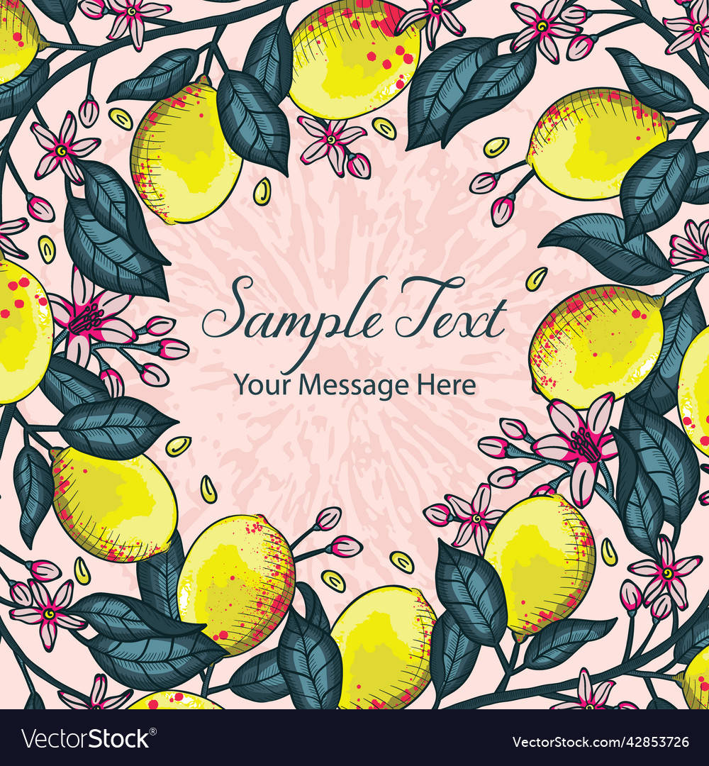 Lemon branches frame background Royalty Free Vector Image