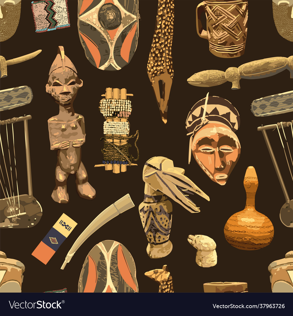 Repeated seamless pattern traditional african Vector Image