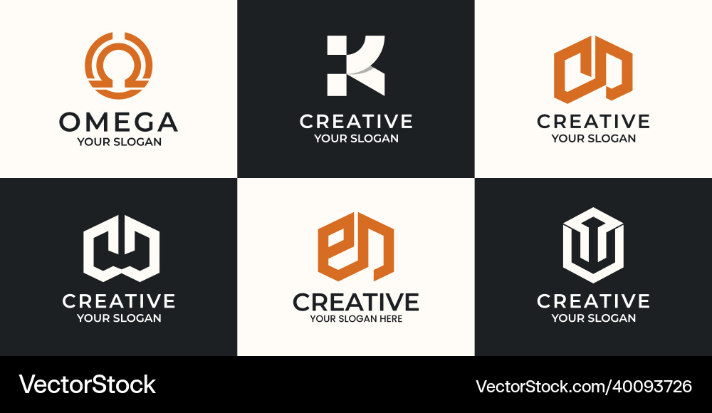 Set of creative letter abstract logo design Vector Image