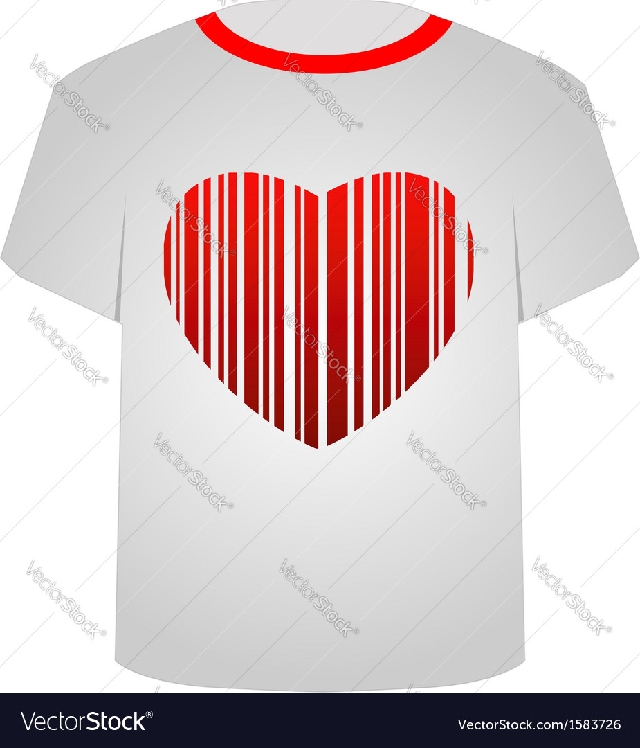 T shirt template- heart bar code Royalty Free Vector Image