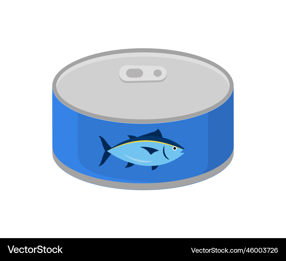 Tuna fish logo open can icon outline Royalty Free Vector