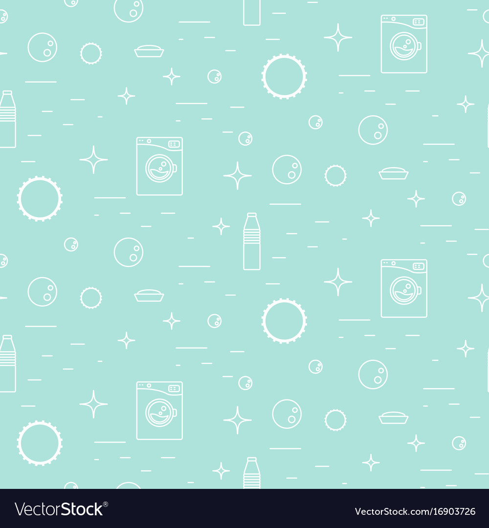 Washing machine and soap bubbles thin line Vector Image