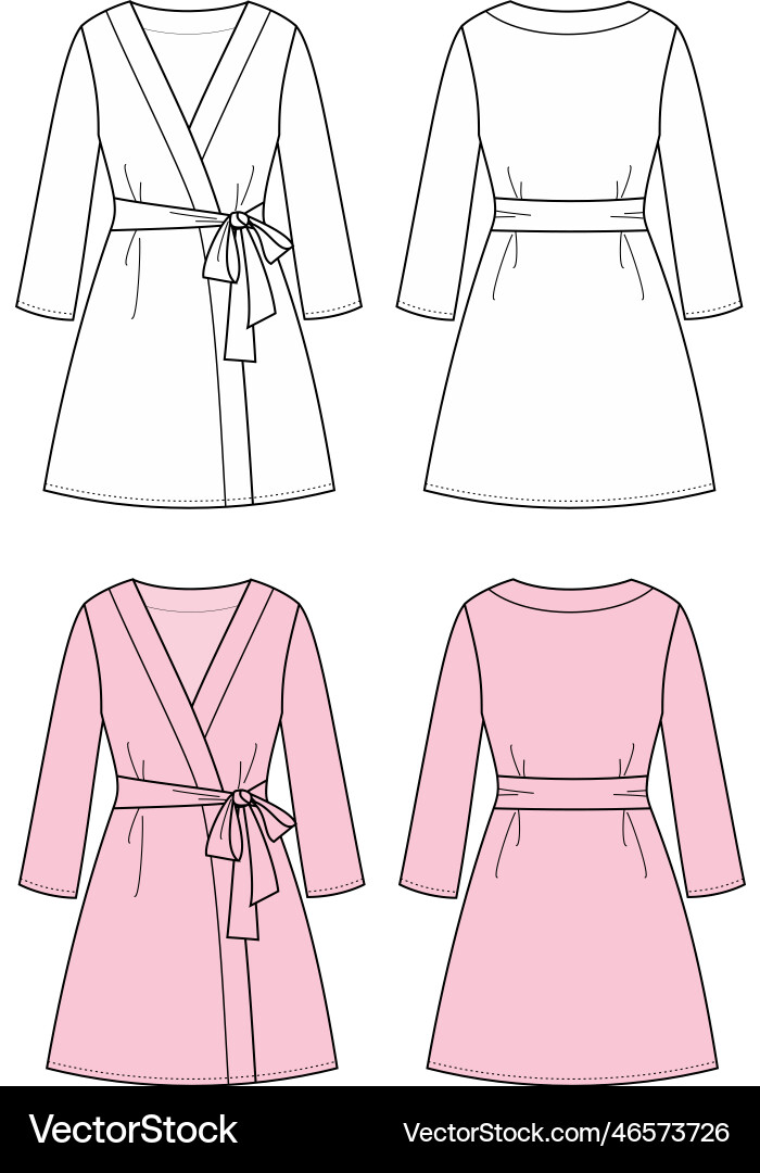Womans bathrobe front and back fashion cad Vector Image