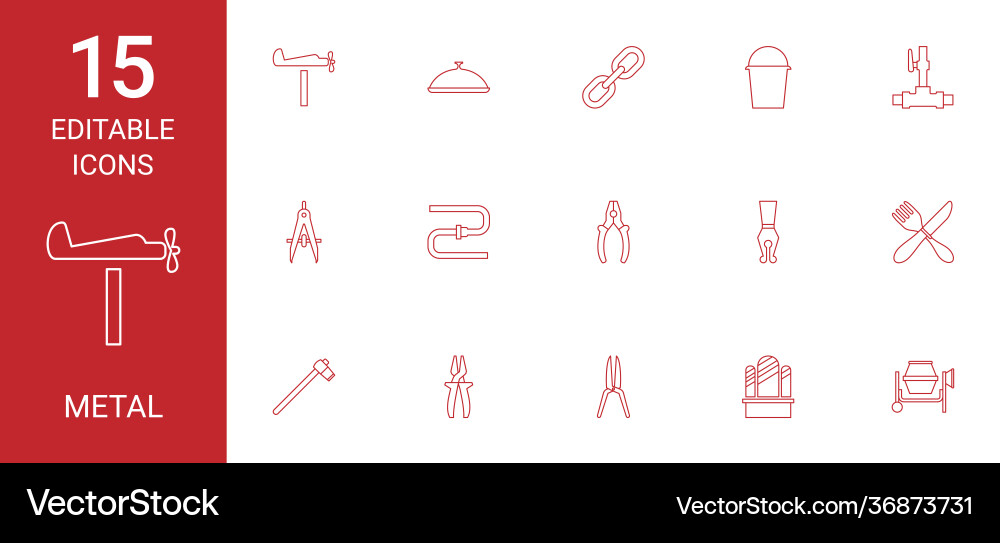 15 metal icons Royalty Free Vector Image - VectorStock