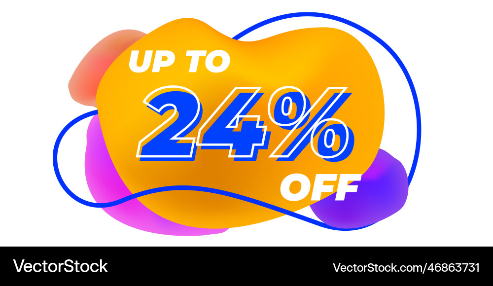 24 sale discount gradient abstract cloud colorful Vector Image