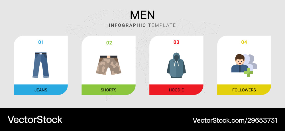4 men flat icons set isolated on infographic Vector Image