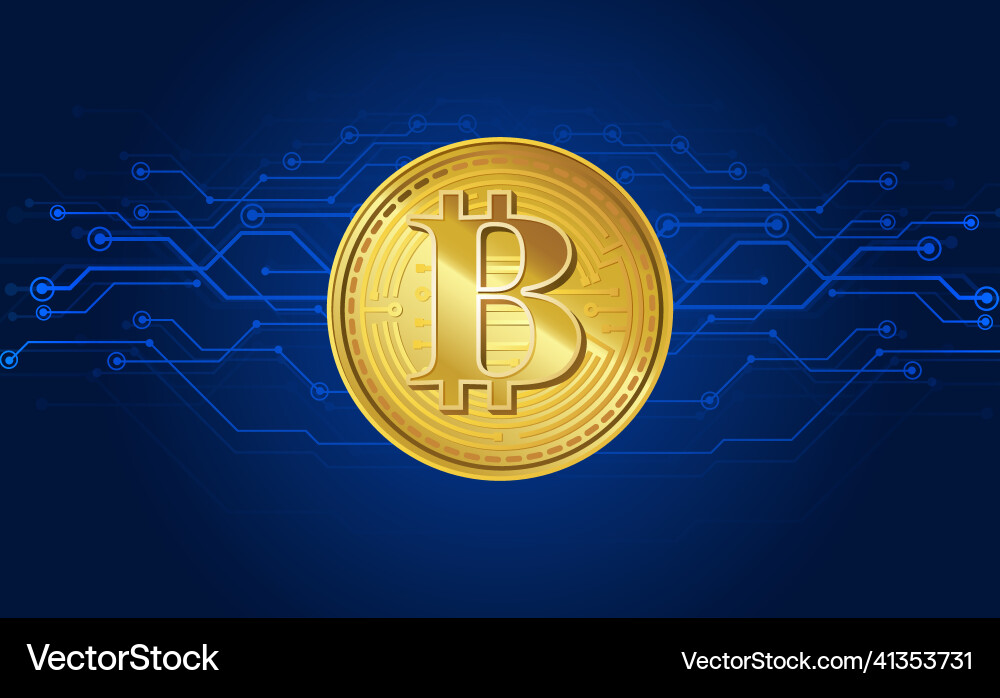 Bitcoin cryptocurrency gold coin token symbol Vector Image