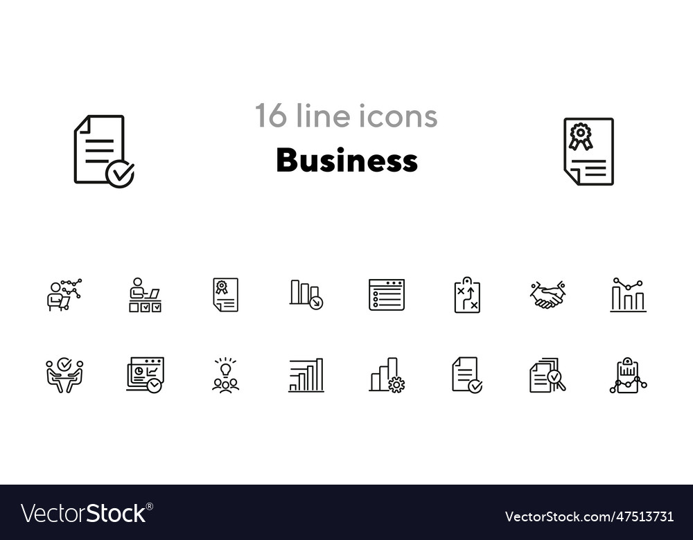 Business line icon set Royalty Free Vector Image