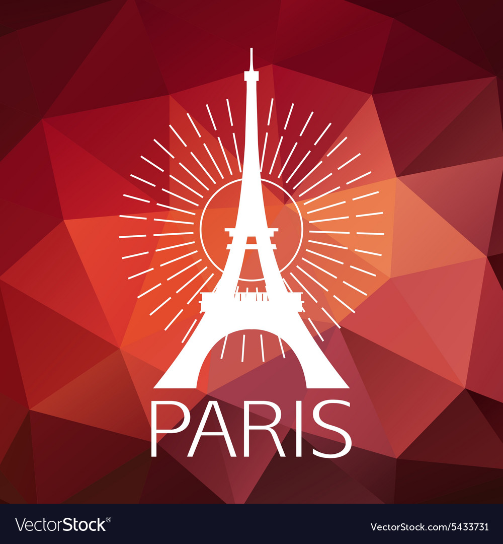 Eiffel tower label or logo over geometric Vector Image