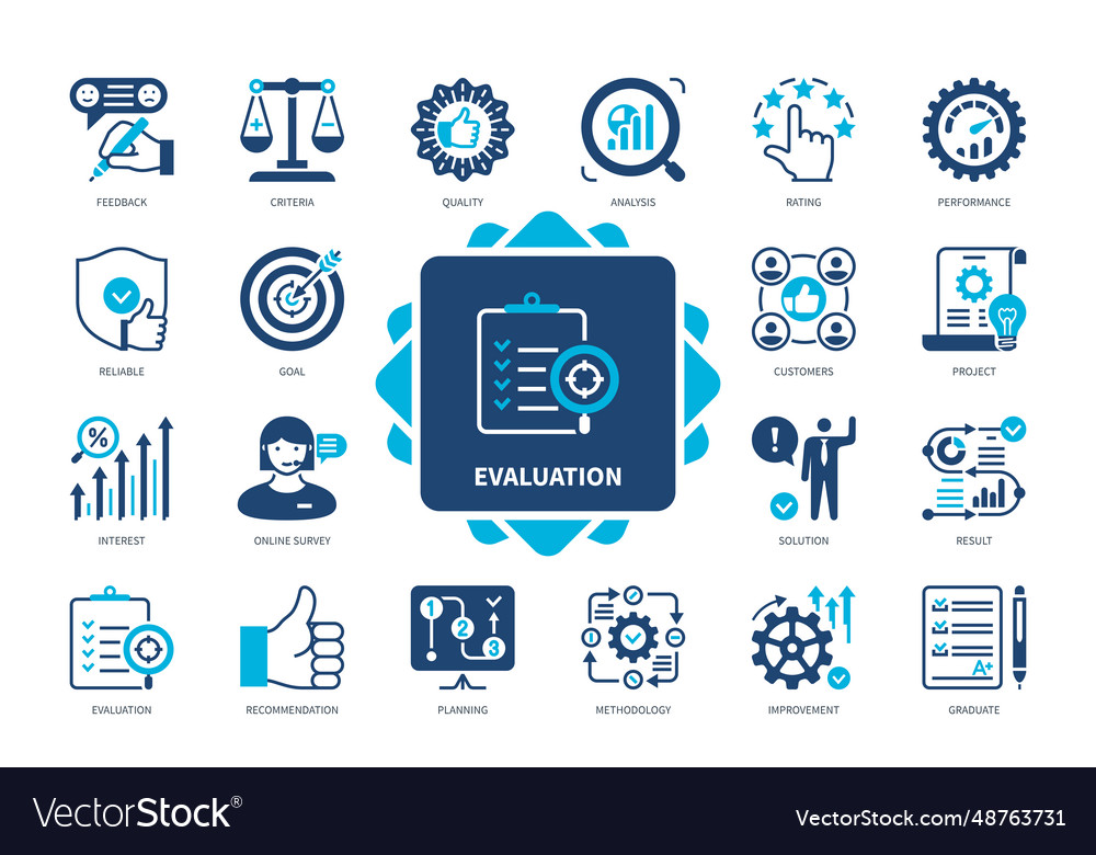 Evaluation solid icon set Royalty Free Vector Image