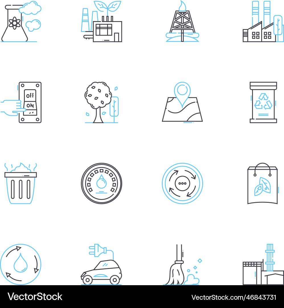 Fresh air linear icons set oxygen nature breeze Vector Image