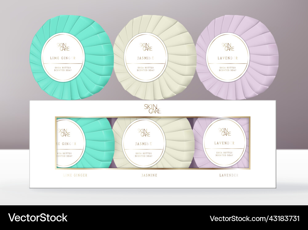 Gift set paper wrapping round shaped hand wash Vector Image