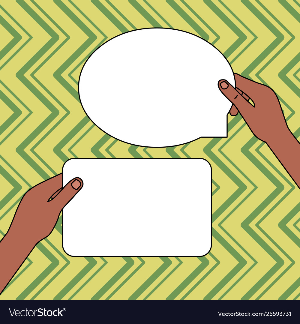 Hands holding two empty tablets one rectangular Vector Image