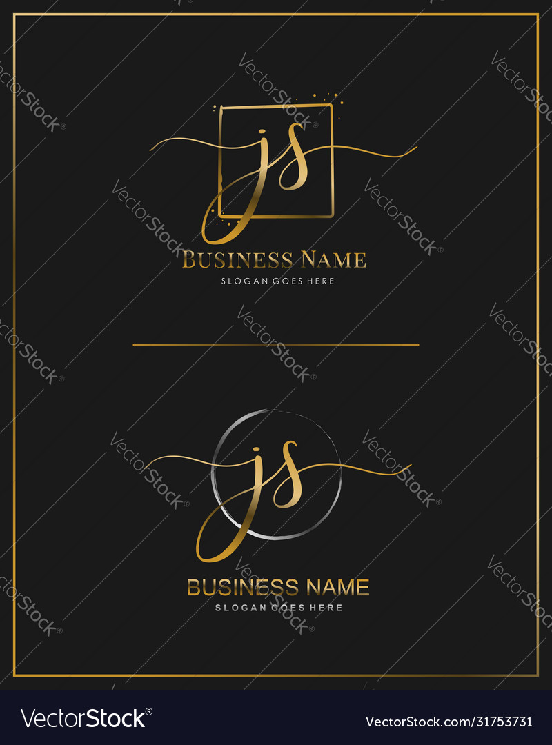 J s js initial handwriting logo letter Royalty Free Vector