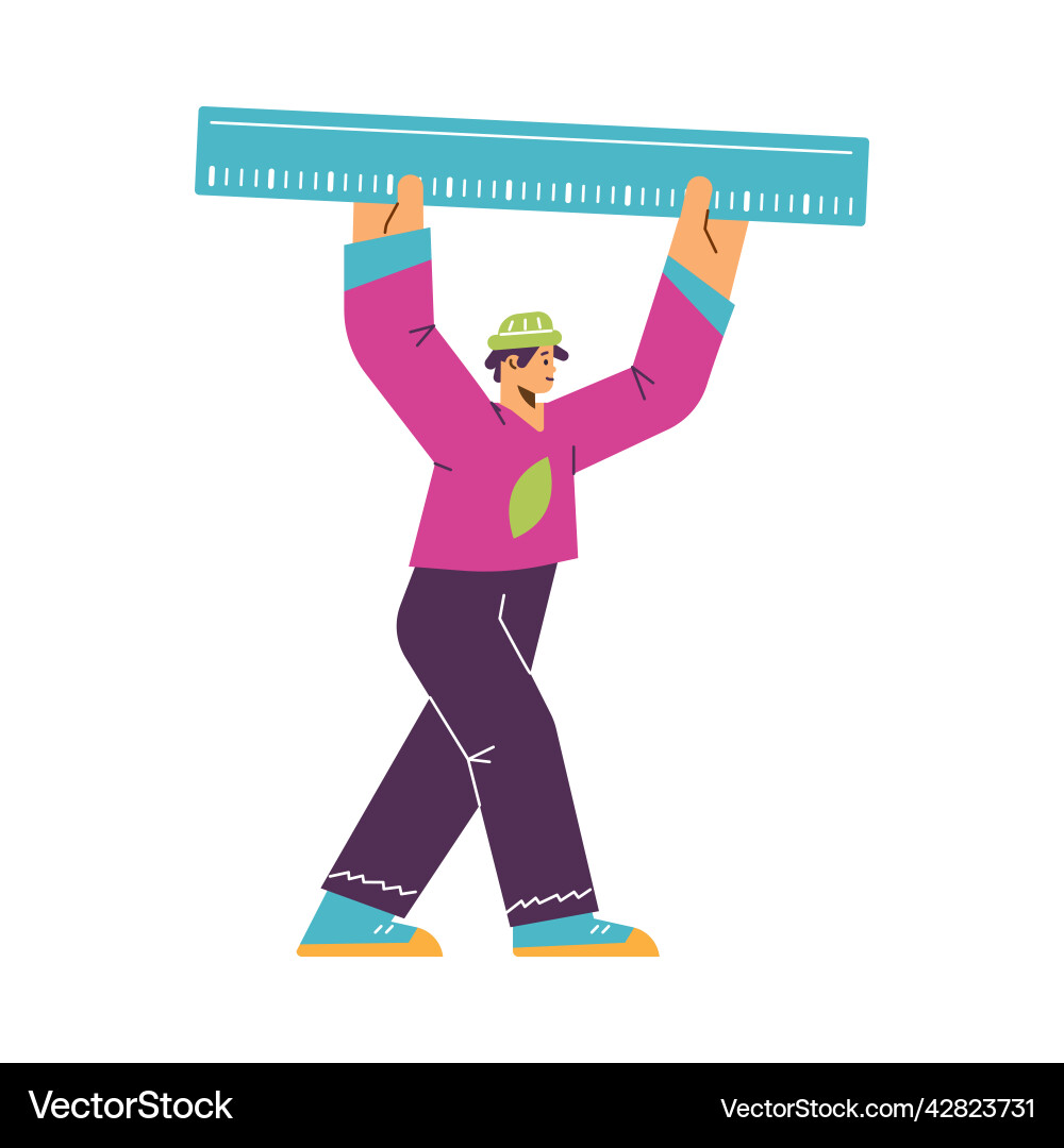 Man carrying ruler for distance measurement flat Vector Image