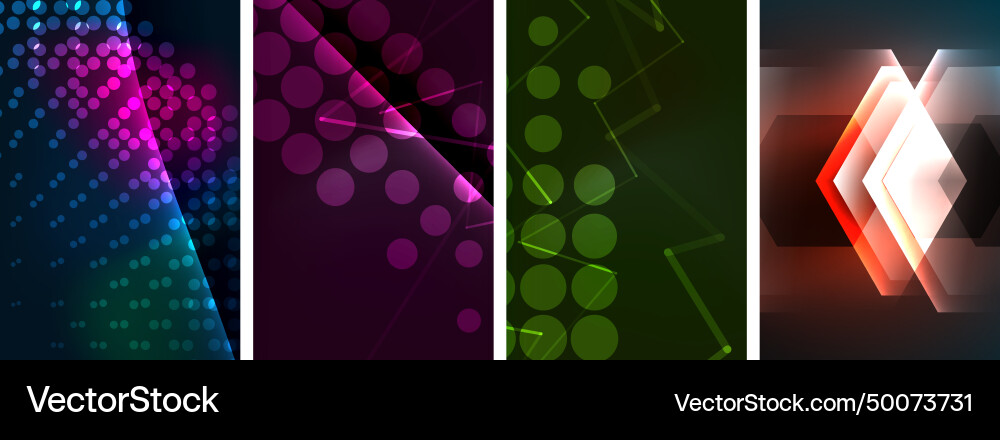 Neon glittering glowing light geometric shapes Vector Image