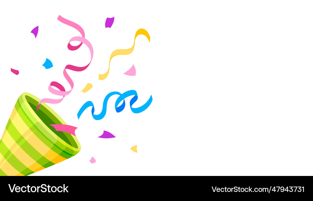 Party popper confetti clapper cracker burst flat Vector Image