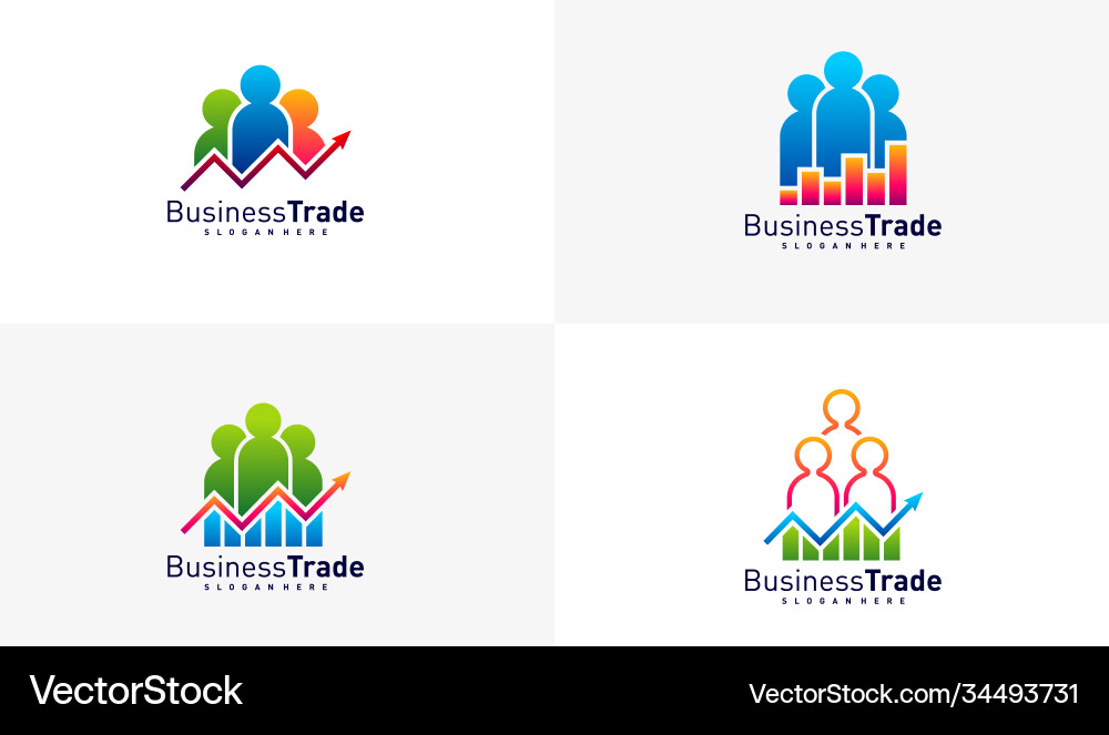 Set stats people logo design colorful stats Vector Image